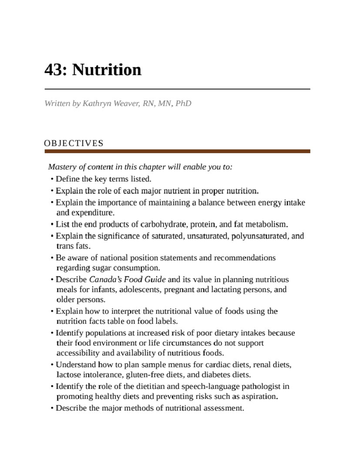Chapter 43: Nutrition - Key Concepts and Case Study - Studocu