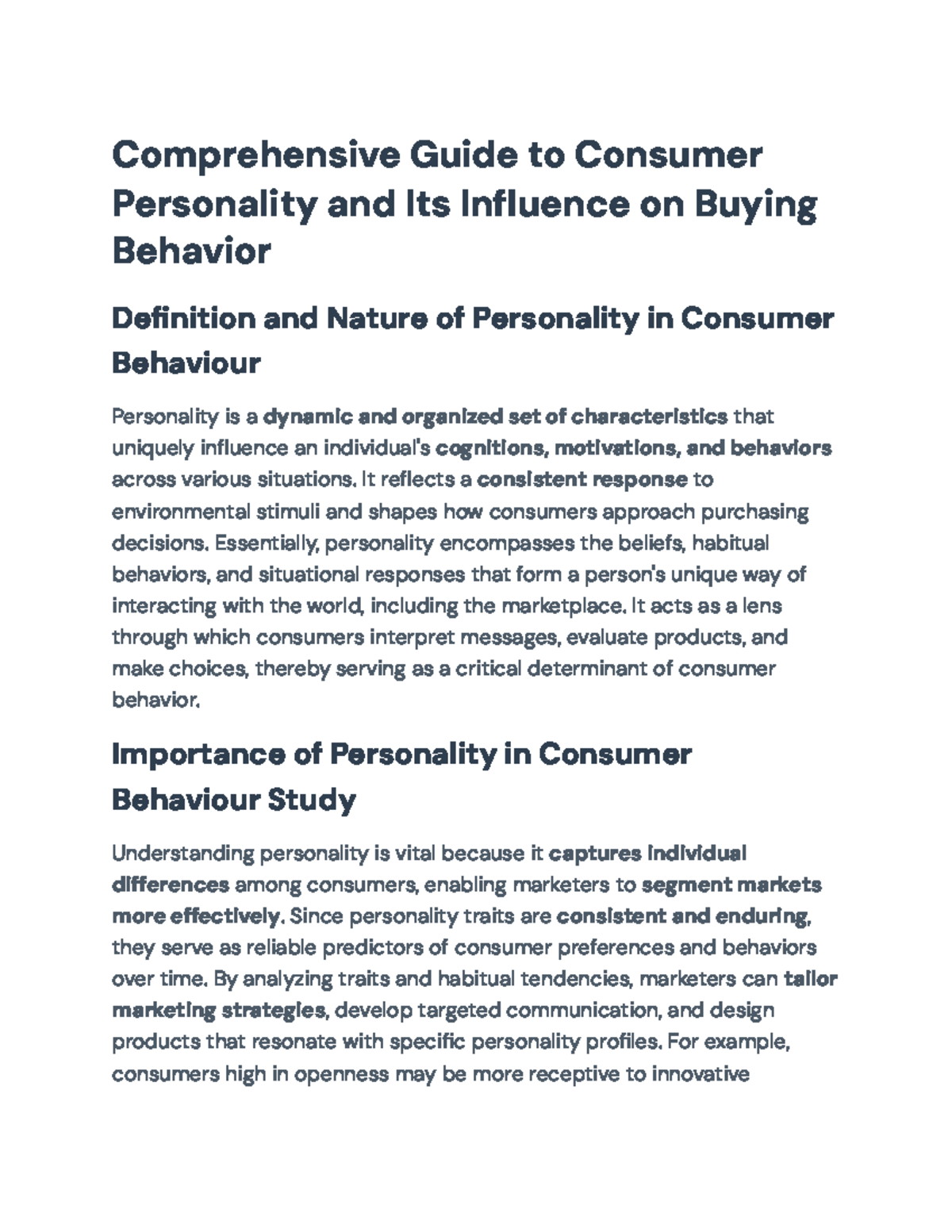 Comprehensive Guide to Consumer Personality & Its Impact on Buying ...