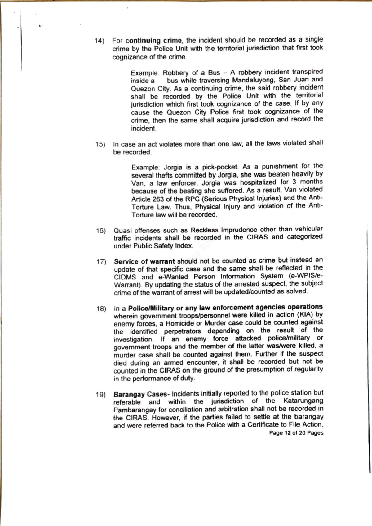 Full Implementation of PNP MC No. 2018-050: Crime Reporting Guidelines ...