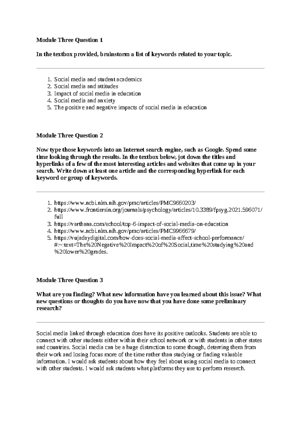 SCS 200 Module 3 Short Responses on Social Media in Education - Studocu