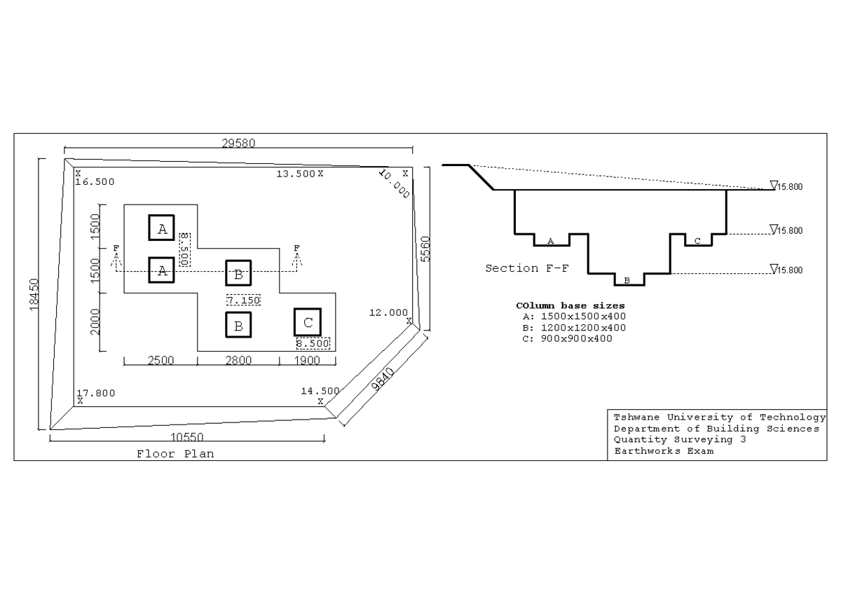 Quantity Surveying 3 Earthworks Exam - Floor Plan - Studocu