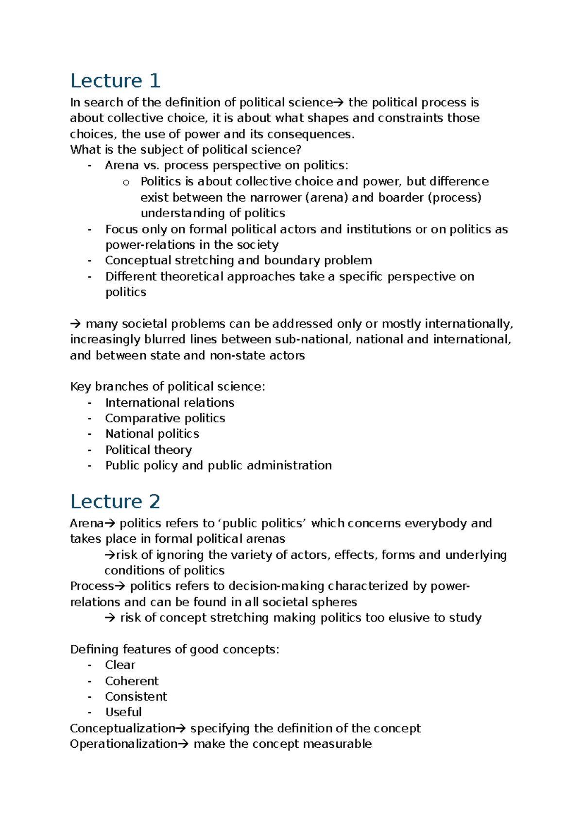 Political Science 101: Comprehensive Lecture Slides Summary - Studeersnel