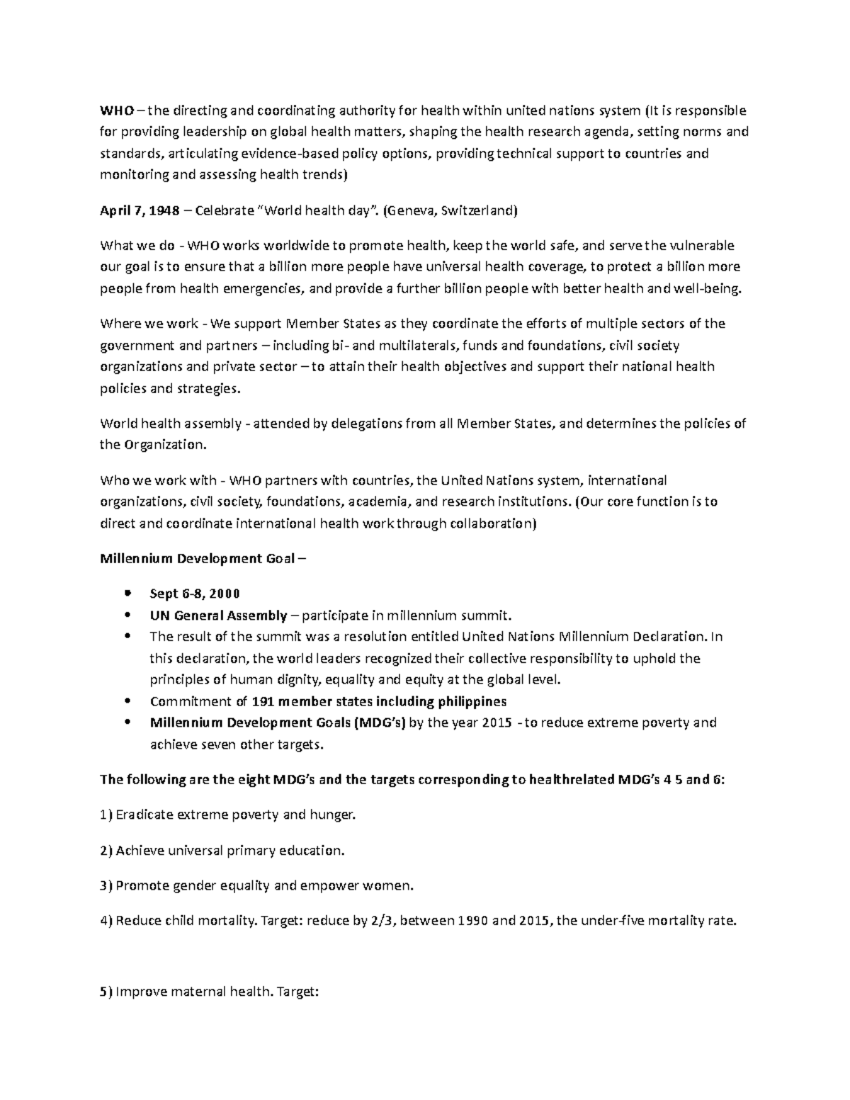 CHN- Reviewer- Prelim - WHO – the directing and coordinating authority ...