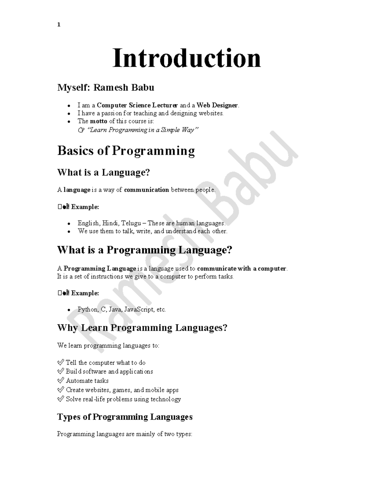 CS101: Introduction to Programming Languages and Their History - Studocu