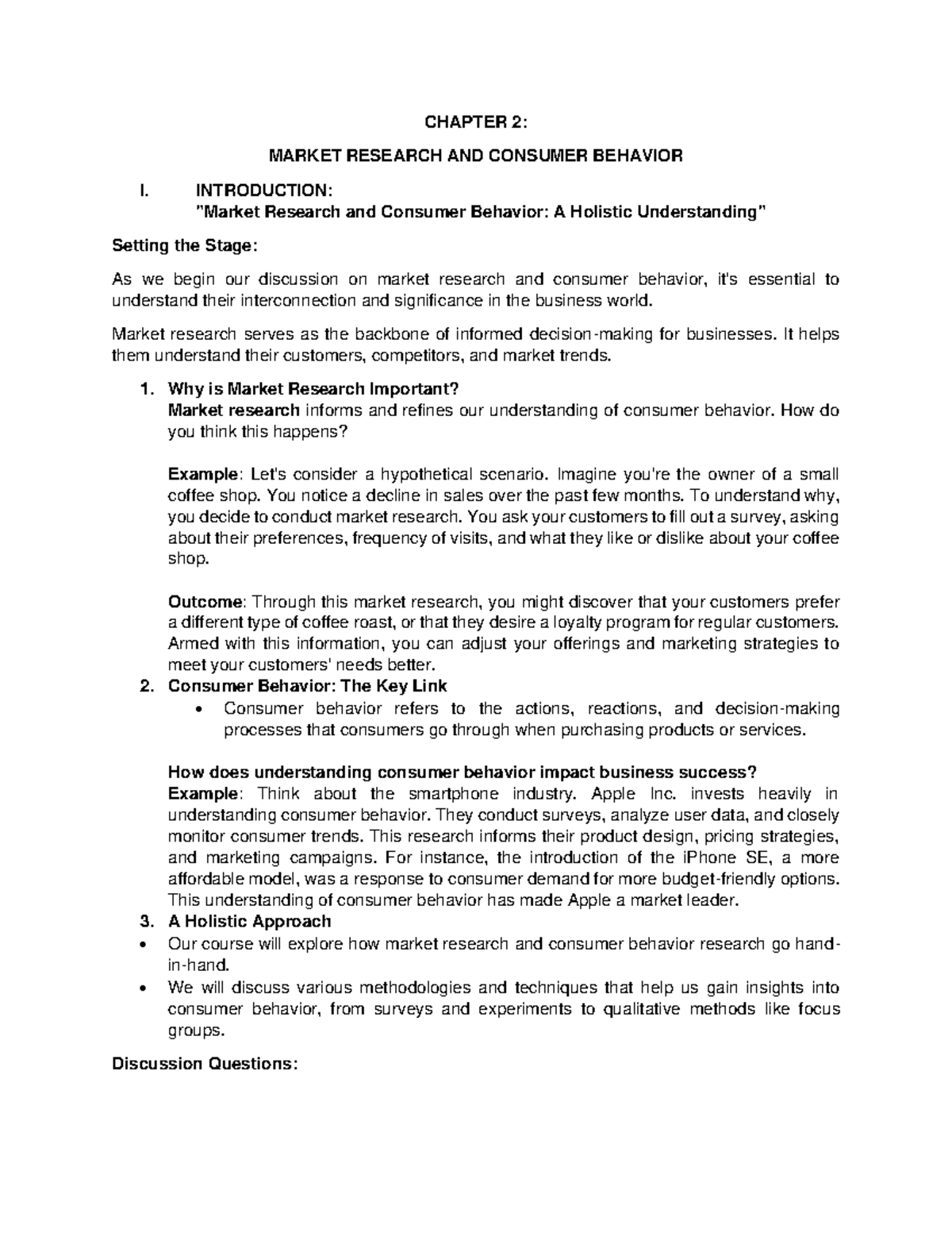 Chapter 2 - Market Research & Consumer Behavior Insights - Studocu