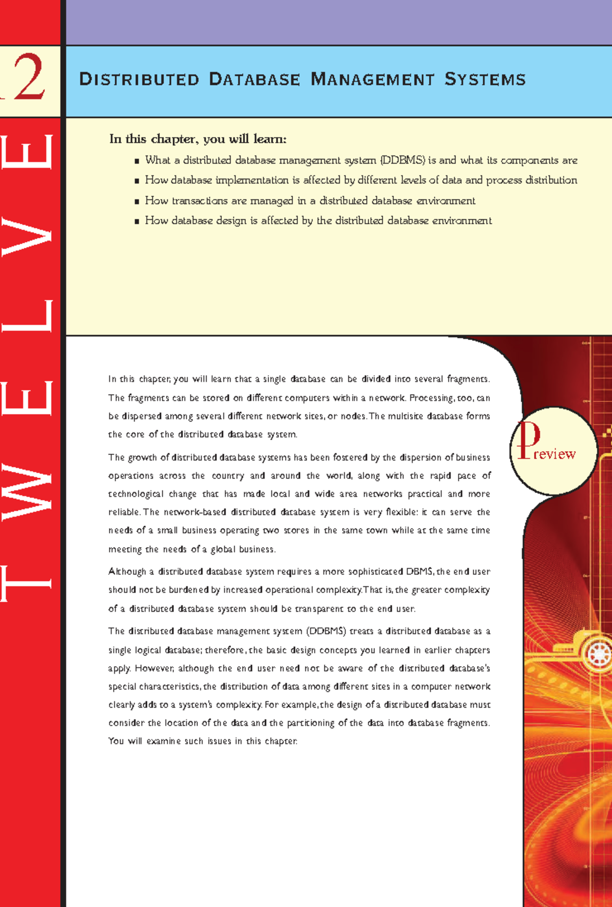 Chapter 12 Distributed Database Management Systems - T W E L V E 12 ...