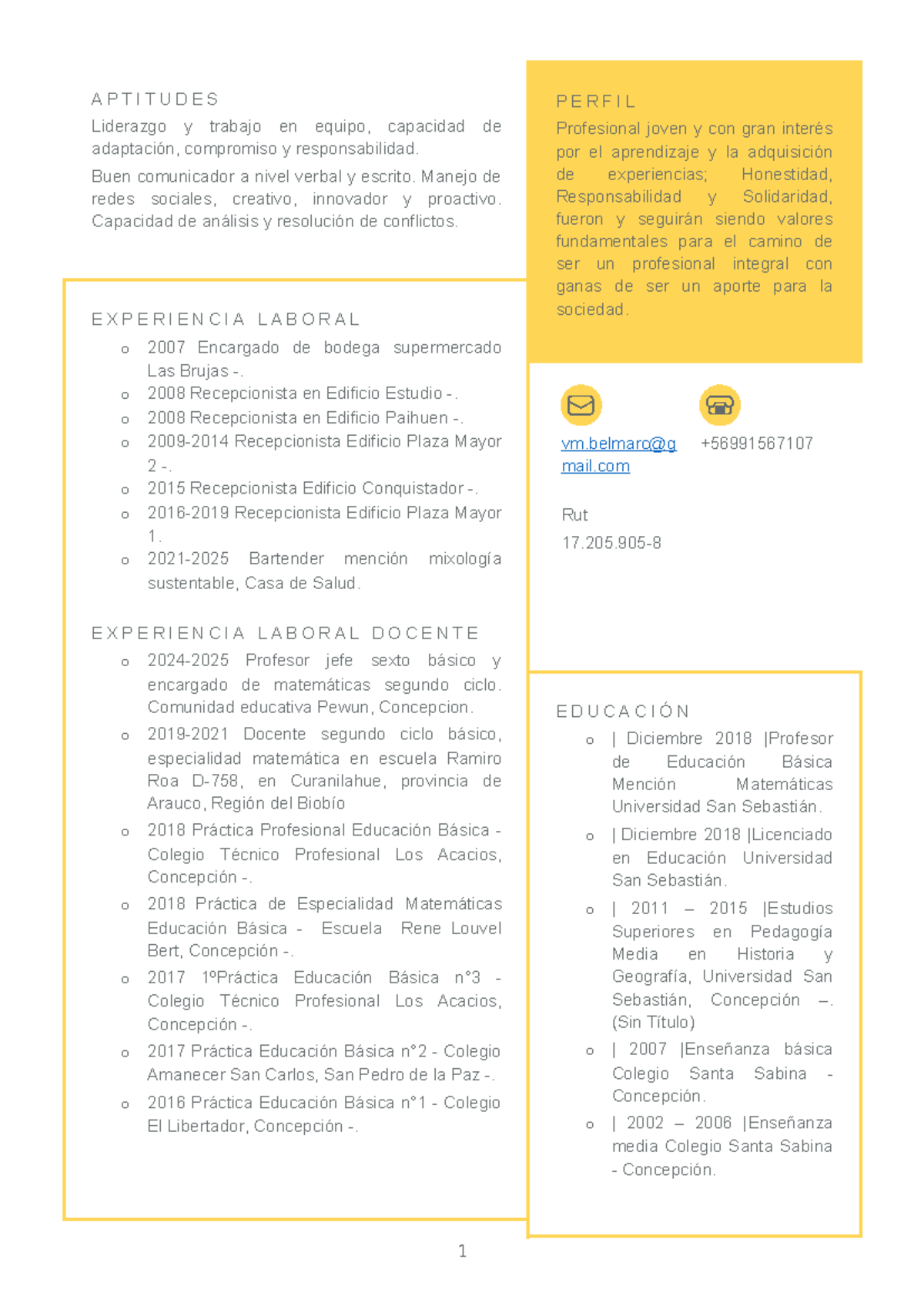 Currículo Profesor Víctor Belmar C - Formación y Experiencia Docente - Studocu