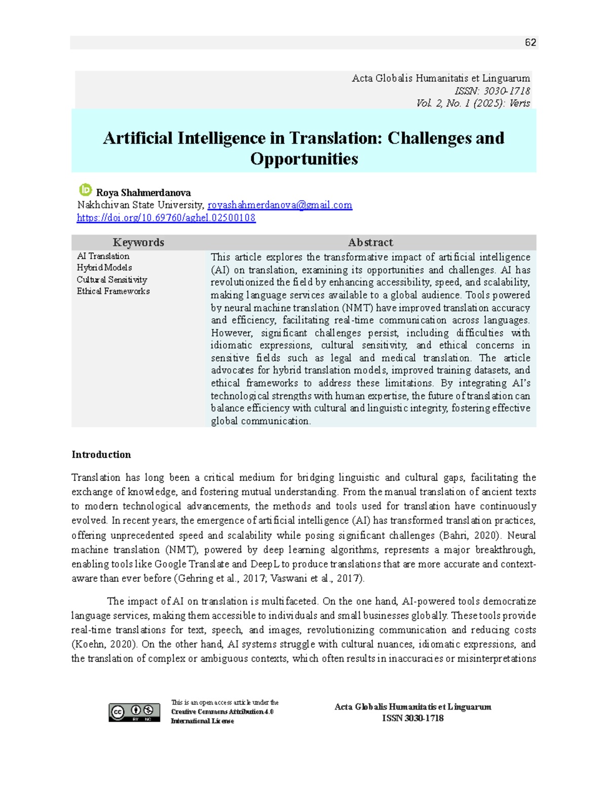 Artificial Intelligence in Translation: Challenges & Opportunities (62 ...