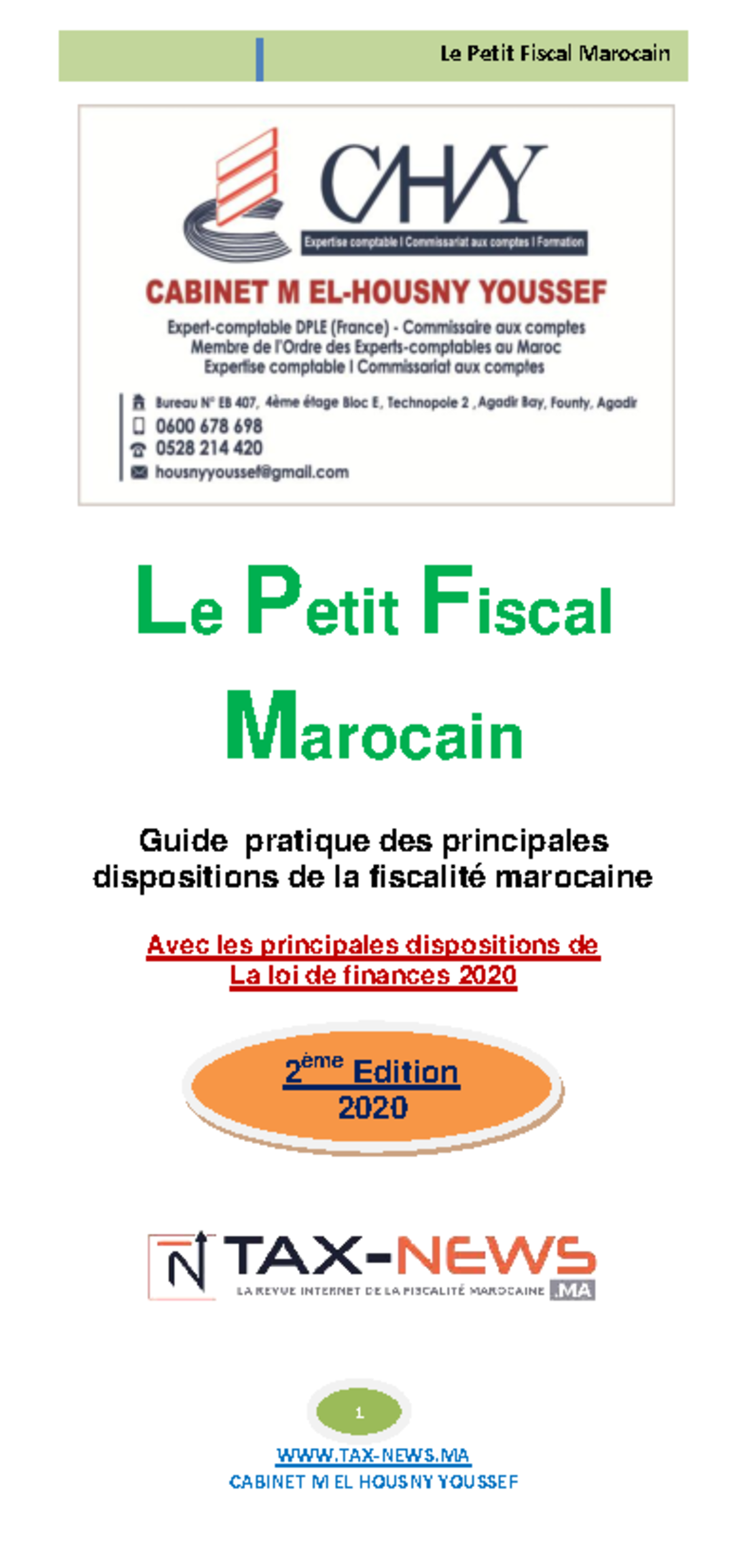 Le Petit Fiscal Marocain - Guide Pratique 2020 Edition 2 - Studocu