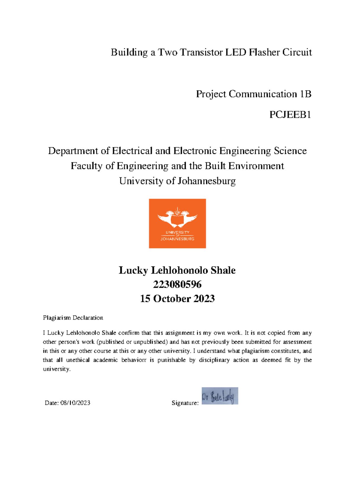 Two Transistor LED Flasher Circuit - Project PCJEEB (1B) - Studocu