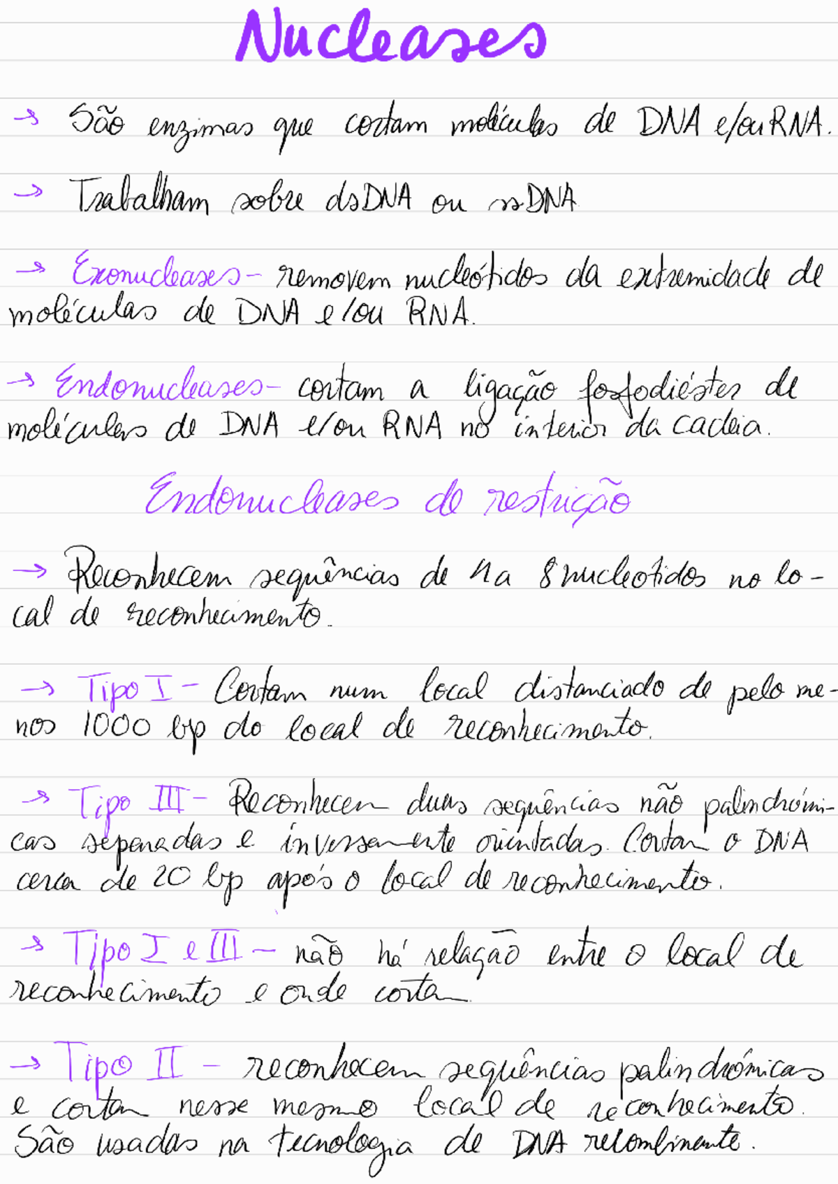 BM Nucleases: Estruturas e Funções das Endonucleases - Studocu