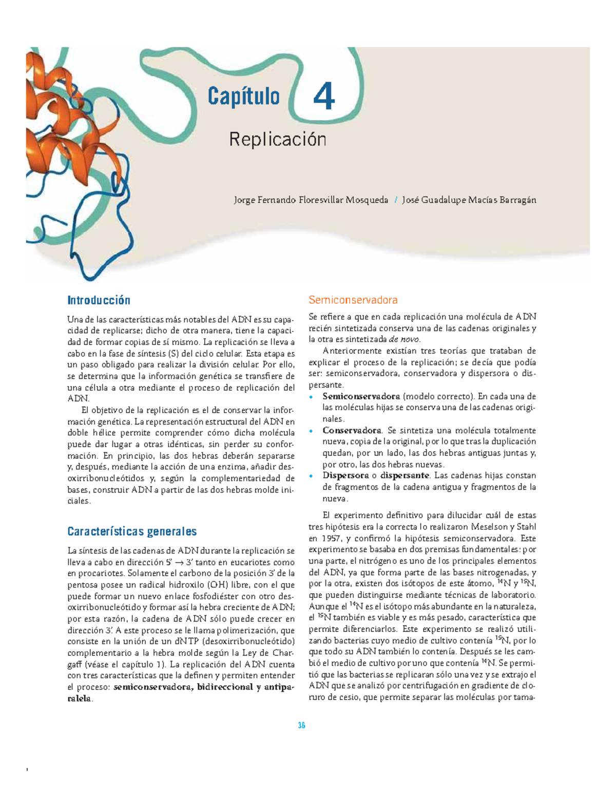 4 Capítulo: Replicación del ADN - Semiconservadora y Teorías - Studocu