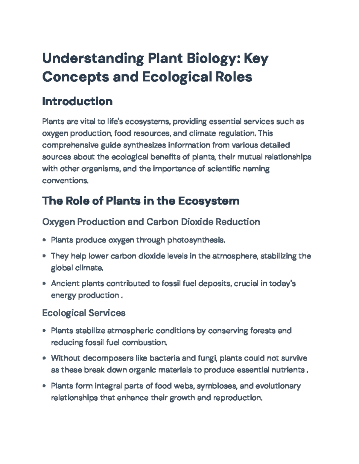 Understanding Plant Biology: Ecosystem Roles and Growth Mechanisms ...