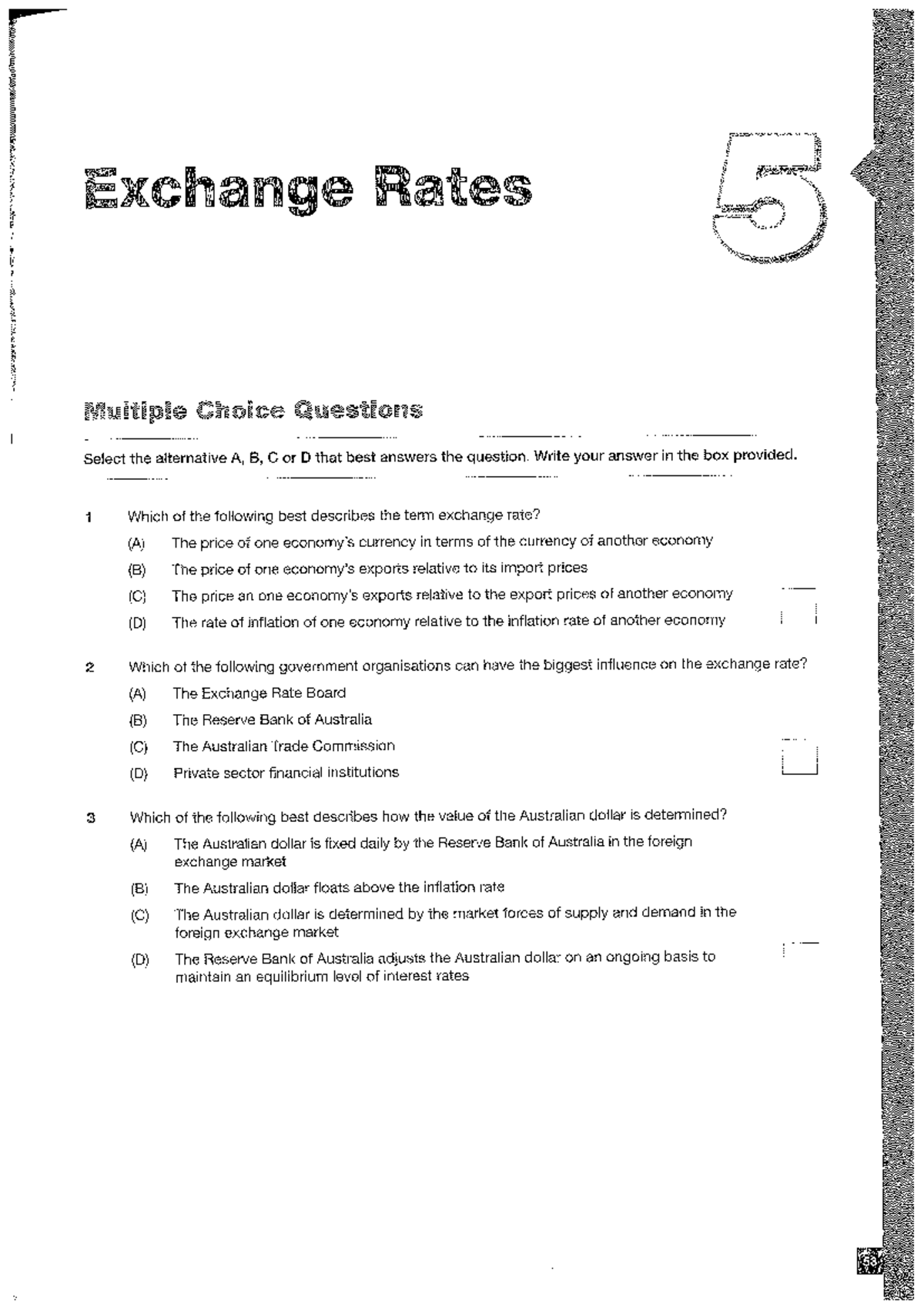 Exchange Rates MCQ Practice Questions for ECON 101 - Studocu
