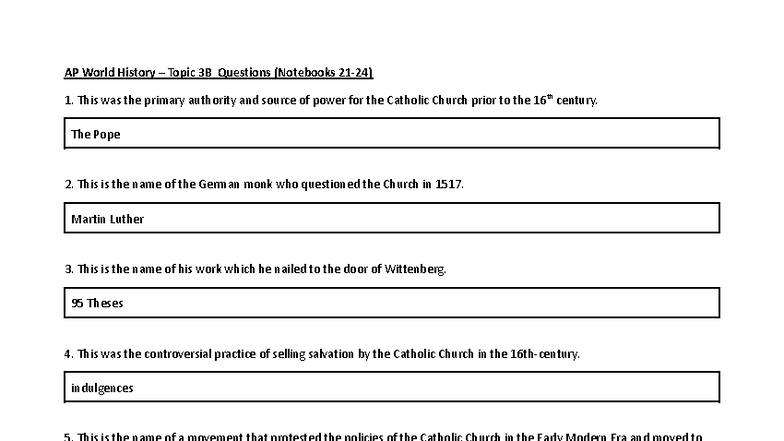 AP World History: Topic 3B Questions (Notebooks 21-24) Summary - Studocu
