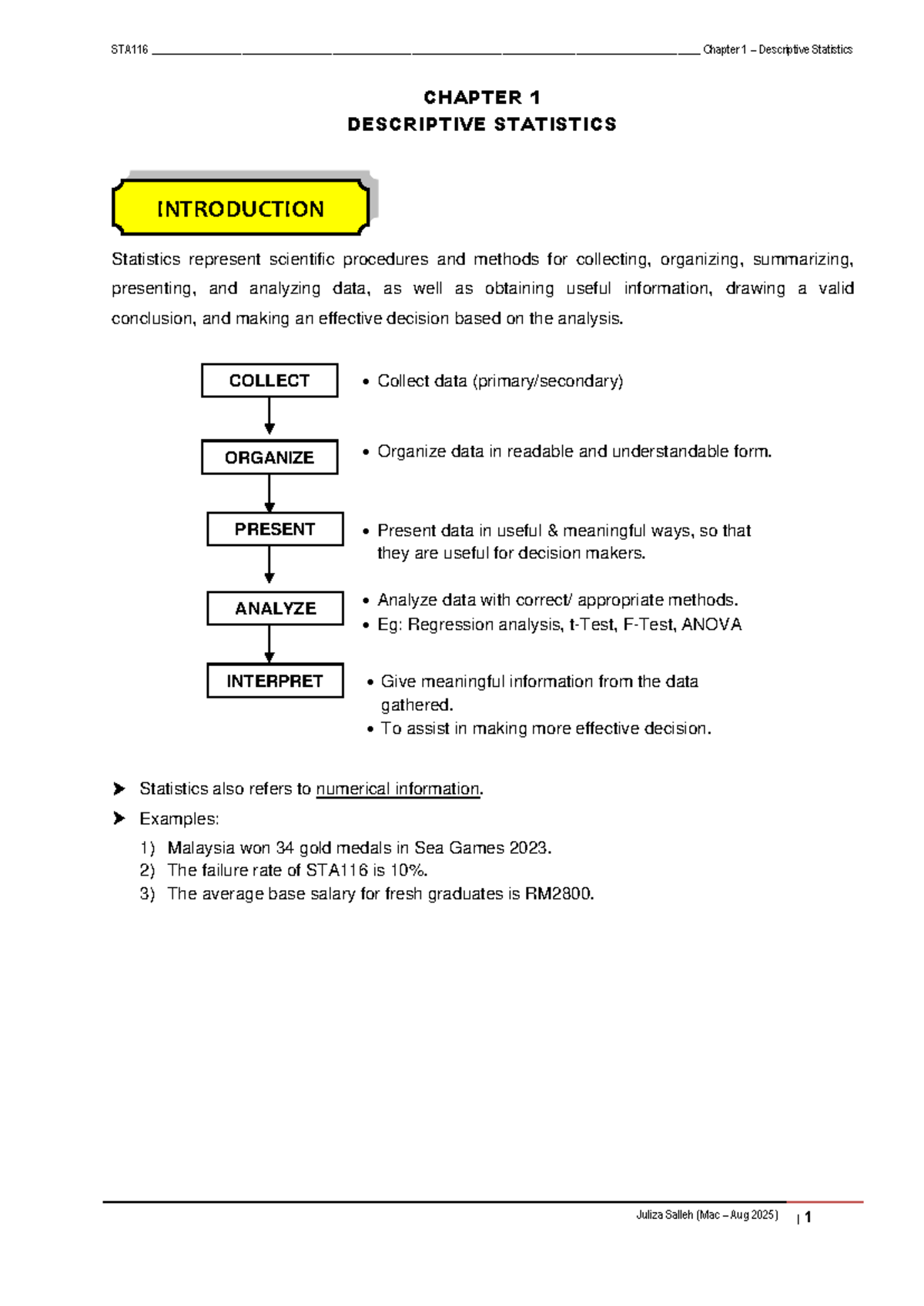 STA116 Chapter 1 - Descriptive Statistics Overview and Key Concepts ...