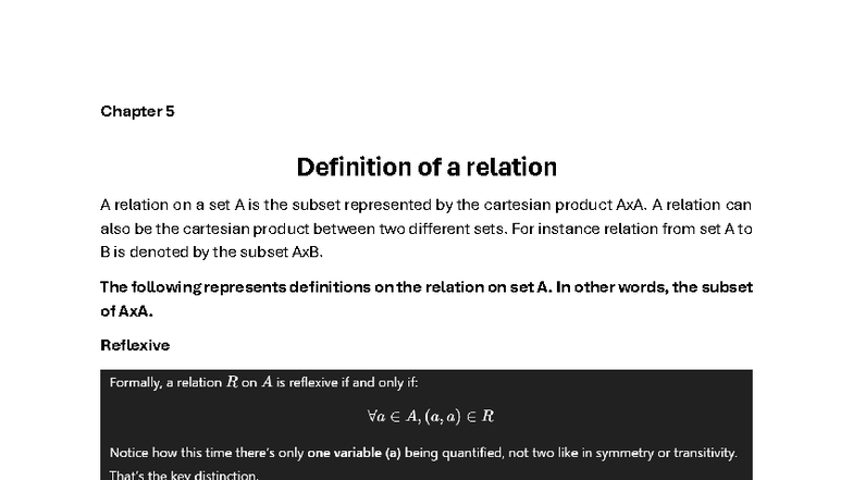 Chapter 5: Relations and Their Properties in Set Theory (MATH 101 ...