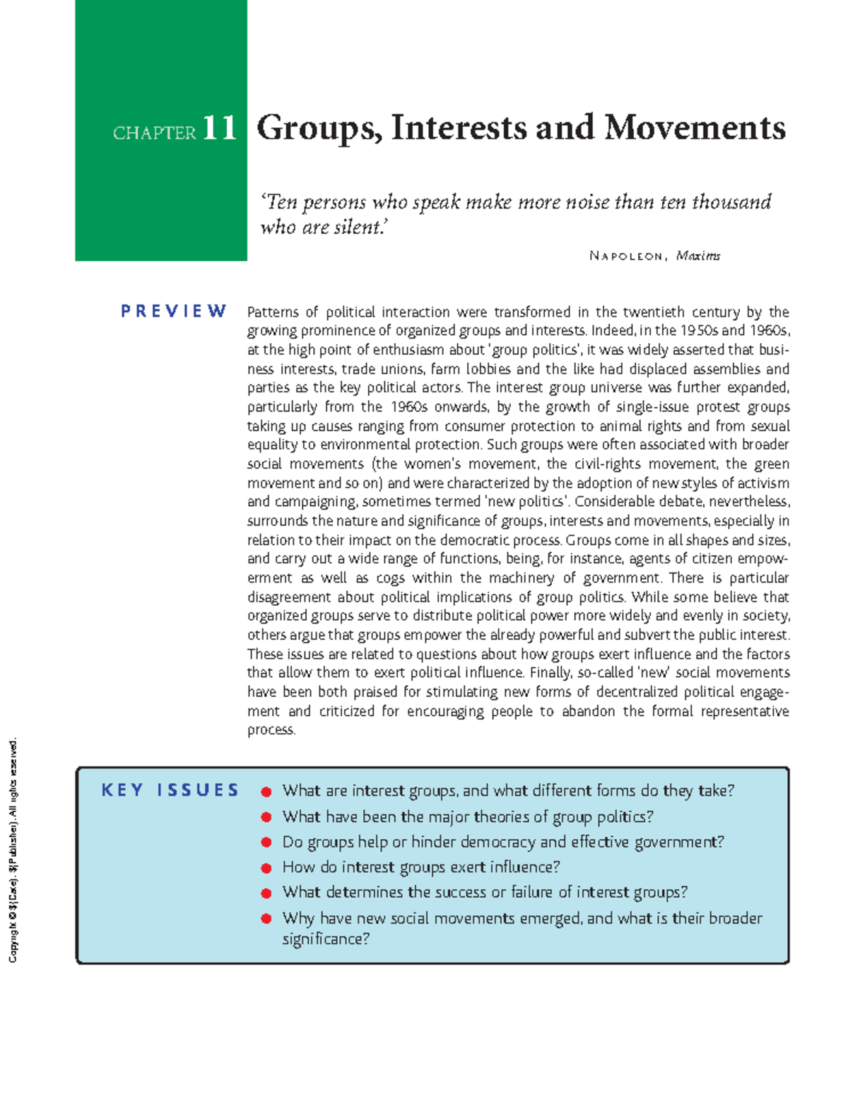 Chapter 11: Interest Groups and Social Movements in Politics - Studocu