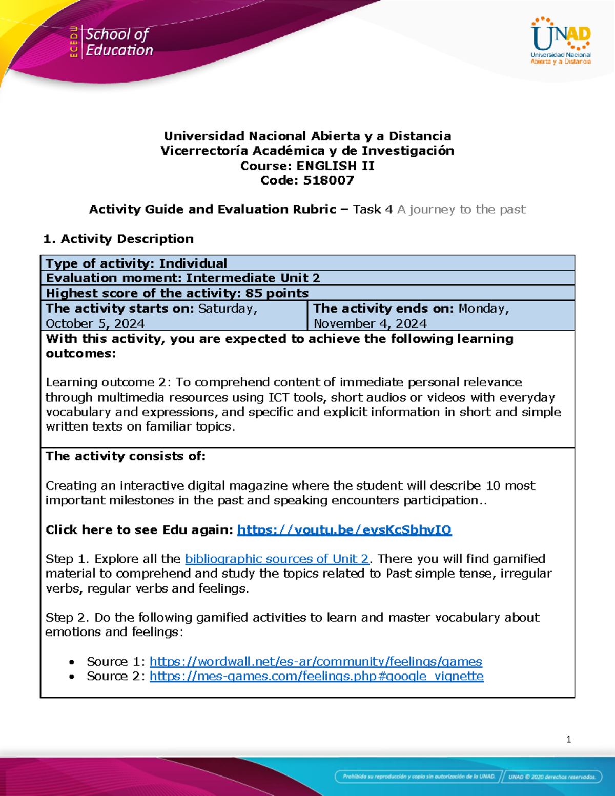 Activity Guide & Eval Rubric - ENGLISH II 518007 - Unit 2 Task 4 - Studocu