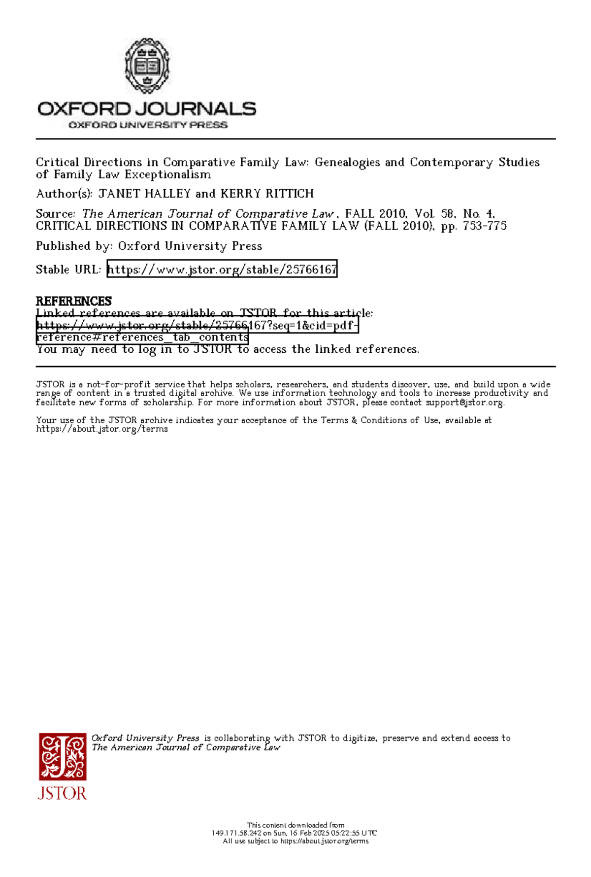 Class 1 Reading 1 Halley - Critical Directions in Comparative Family ...