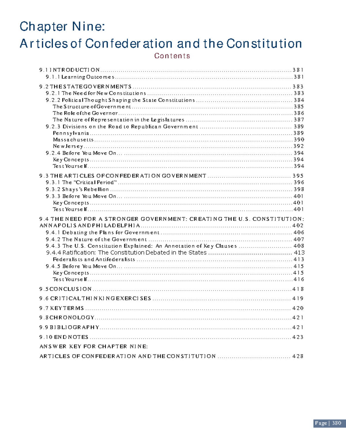 Chapter 9: Articles of Confederation and the U.S. Constitution Overview ...