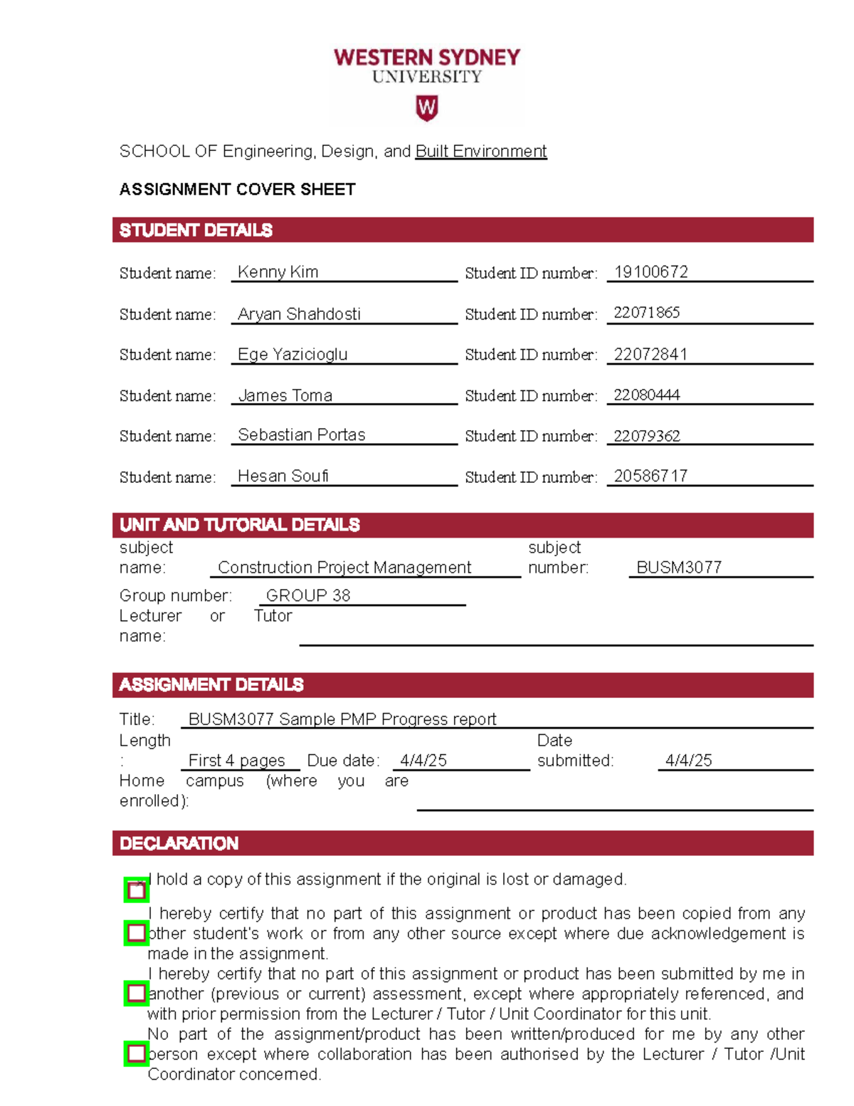 BUSM3077 Sample PMP Progress Report on Sydney Metro Project - Studocu
