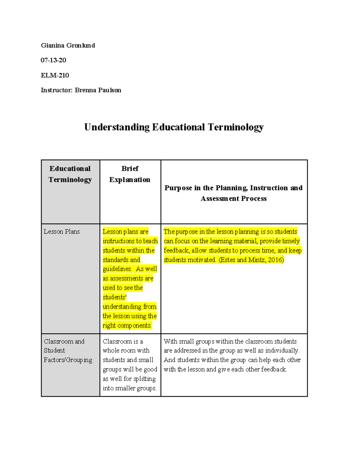 Understanding Educational Terminology - Gianina Gronlund 07-13- ELM ...