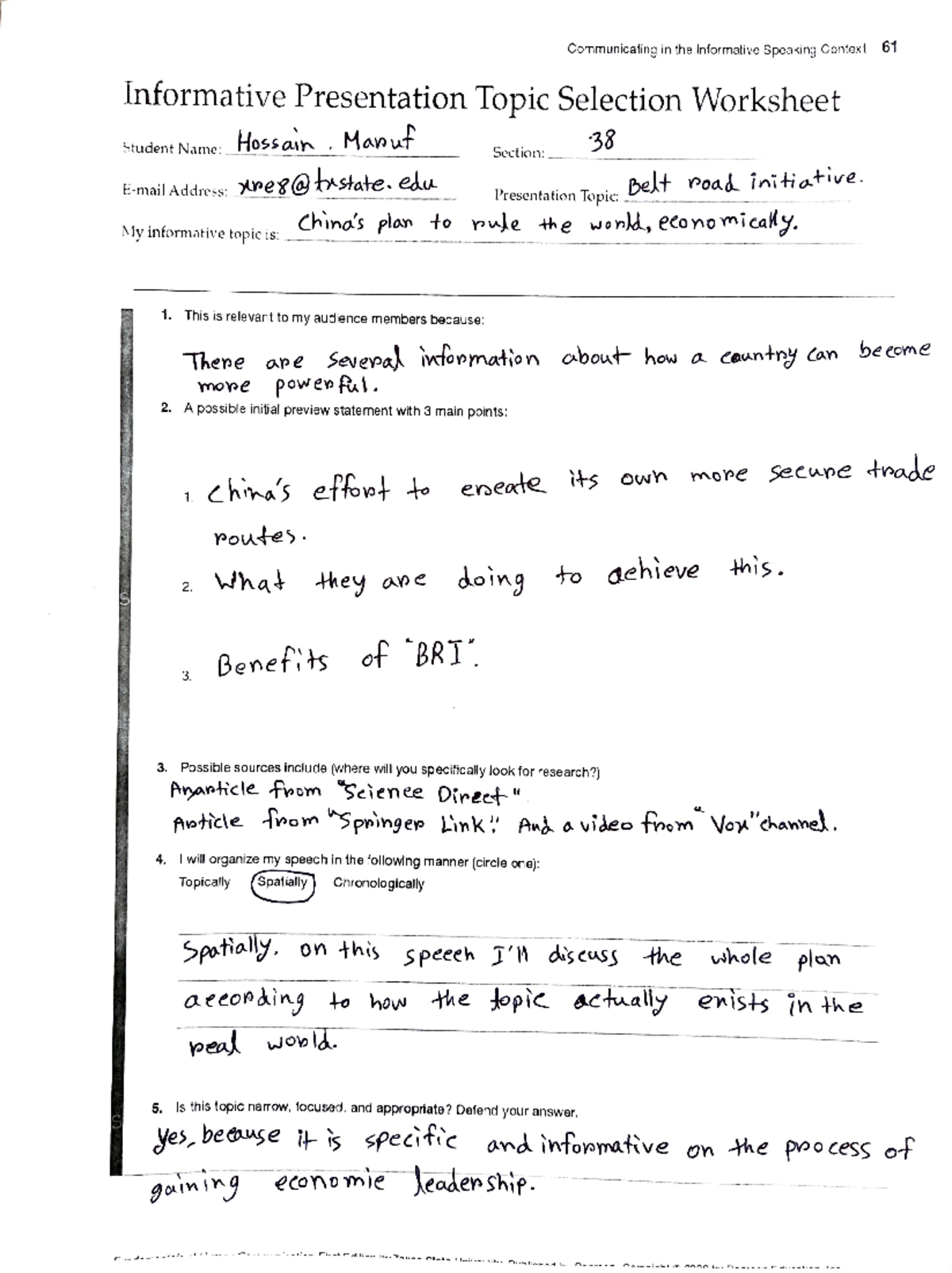 Informative Presentation Topic selection worksheet - Deprecated API ...