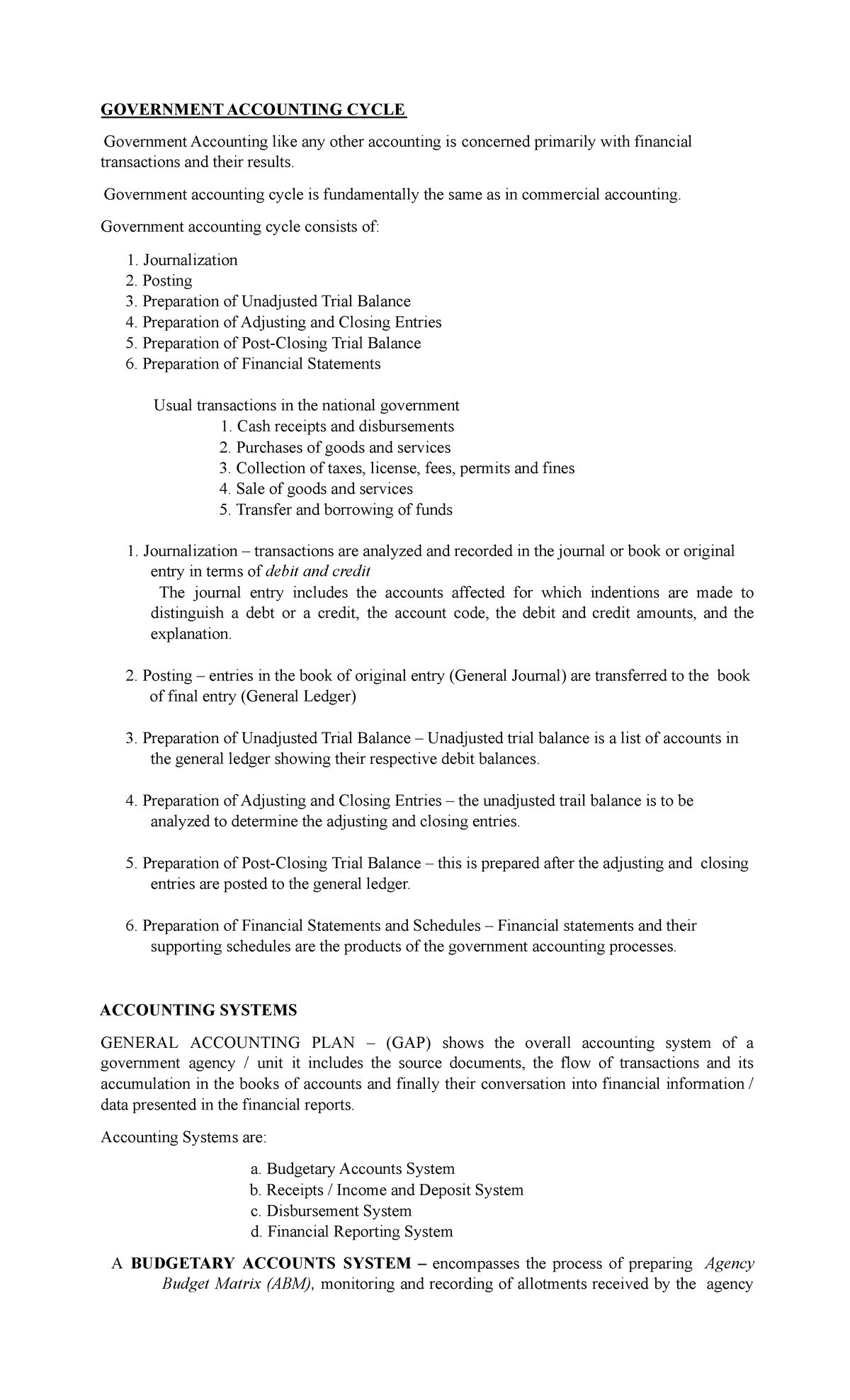 Module 3 - Understanding the Government Accounting Cycle and Systems ...
