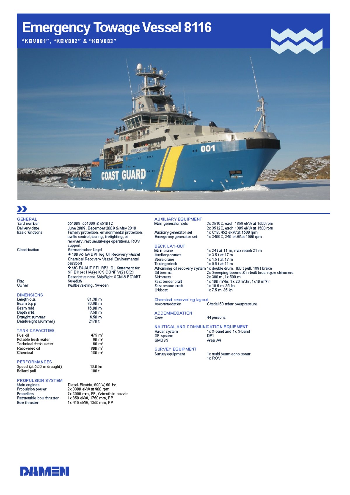 Emergency Towage Vessel 8116: Specs & Features Overview - Studocu