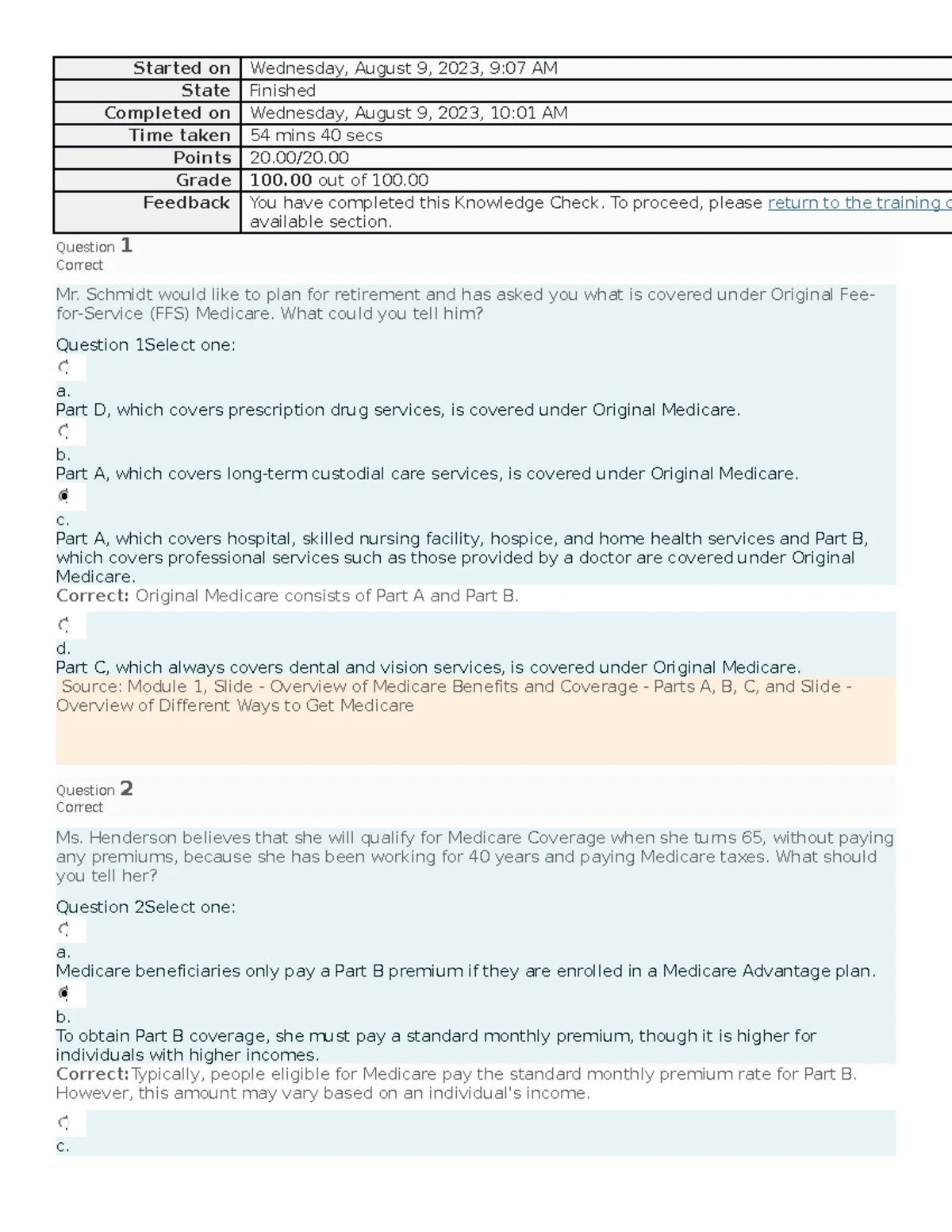 Module 3 Test - ahip-all -correct-answers - Started on Saturday, August ...