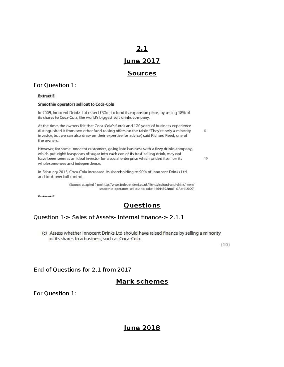 Theme 2 Business Exam Questions: Sources & Mark Schemes (2017-2024 ...