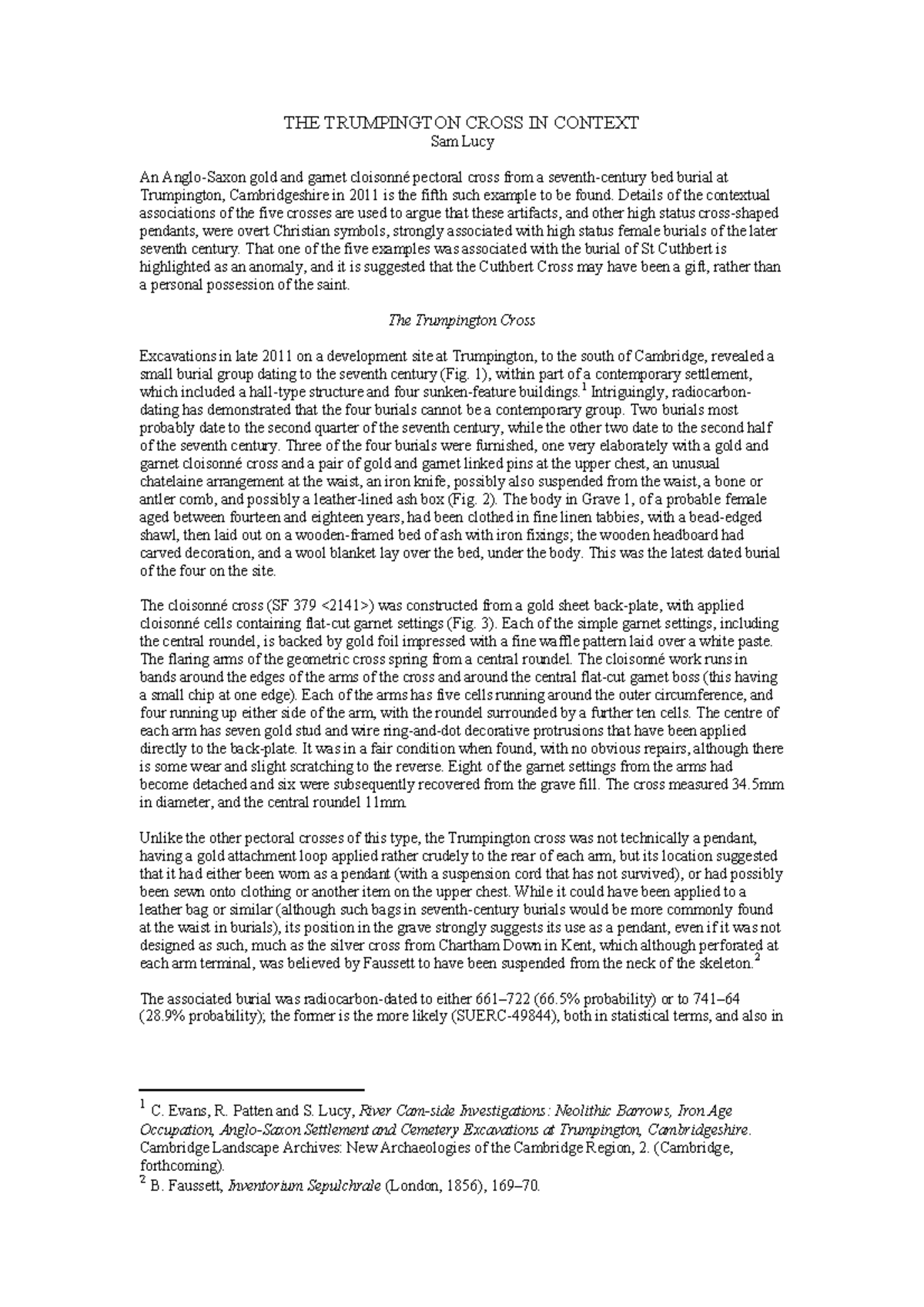 Lucy-2017-Anglo Saxon England: The Trumpington Cross and Its Context ...
