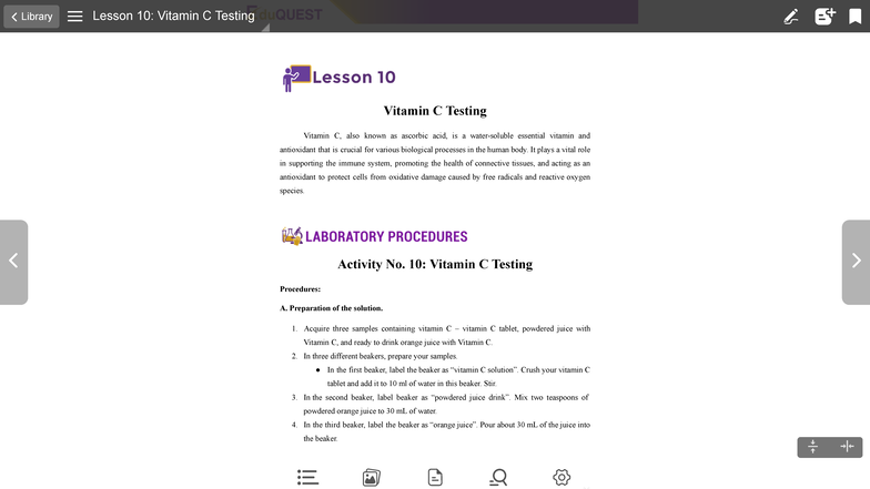 Vitamin C Testing: Lesson 10 (Bio 101) - Studocu