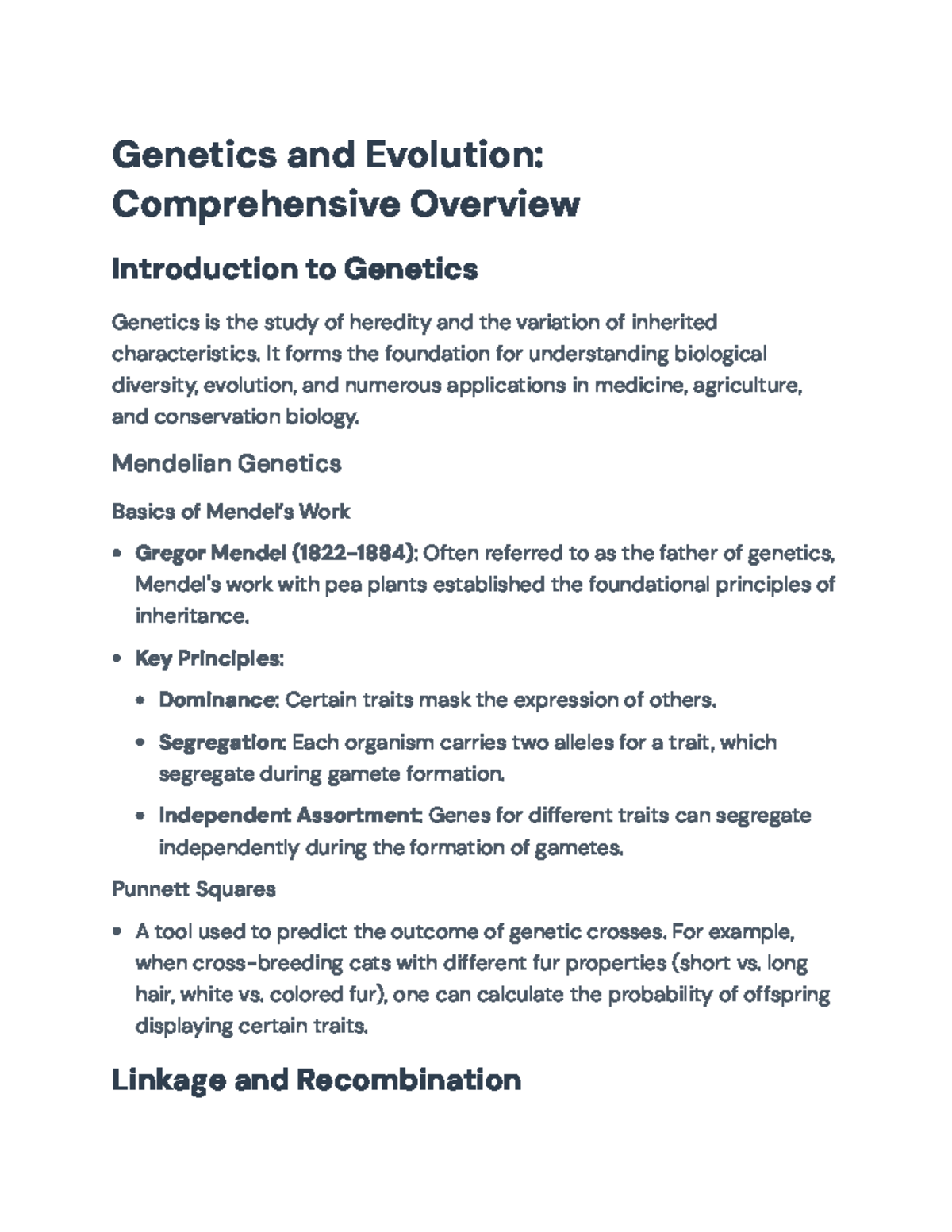 Genetics and Evolution Overview: Principles and Applications - Genetics ...