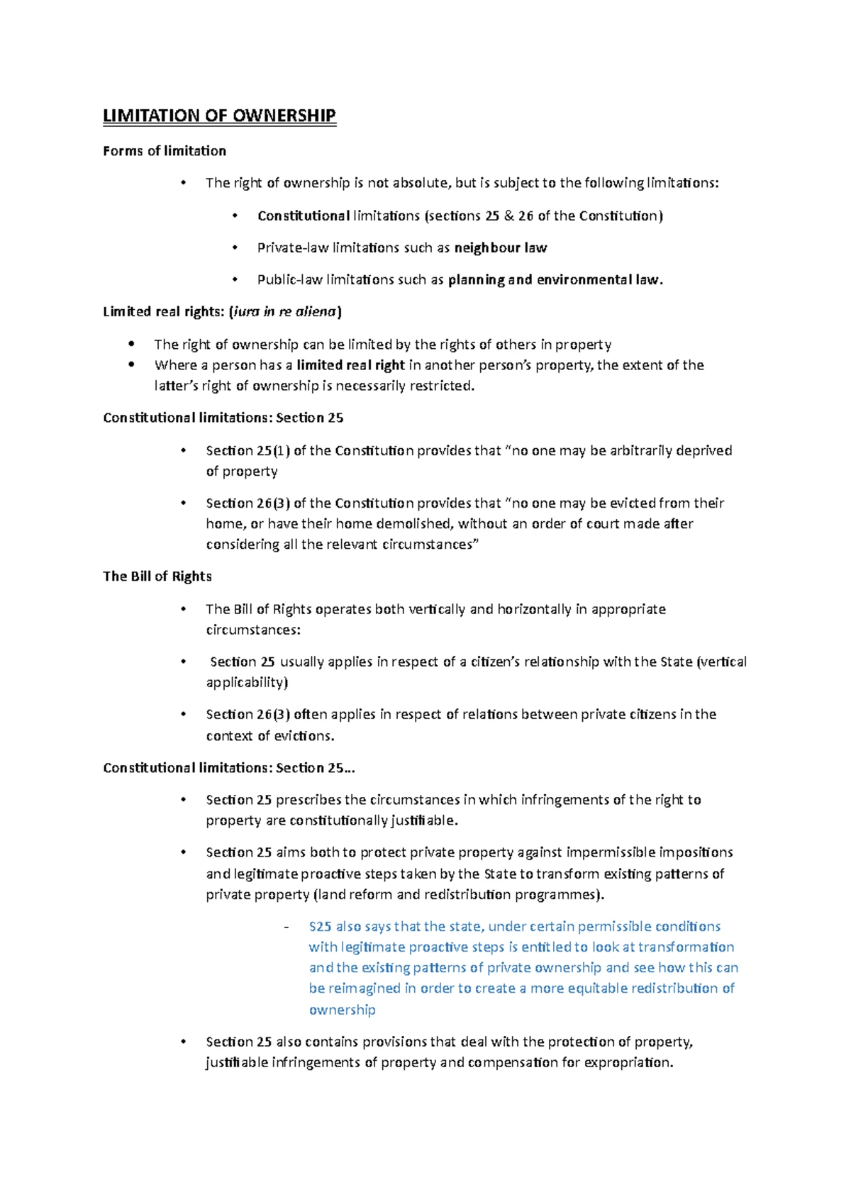 Servitudes Notes - Chapter 9 SERVITUDES AND RESTRICTIVE CONDITIONS (1 ...