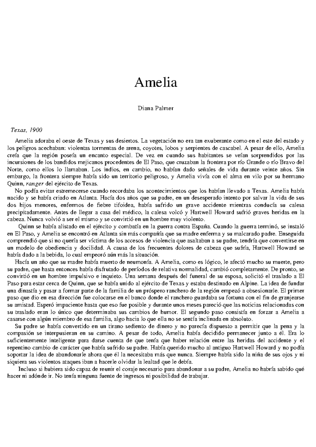 Amelia Howard: Vida y Desafíos en el Oeste de Texas (TX 1900) - Studocu