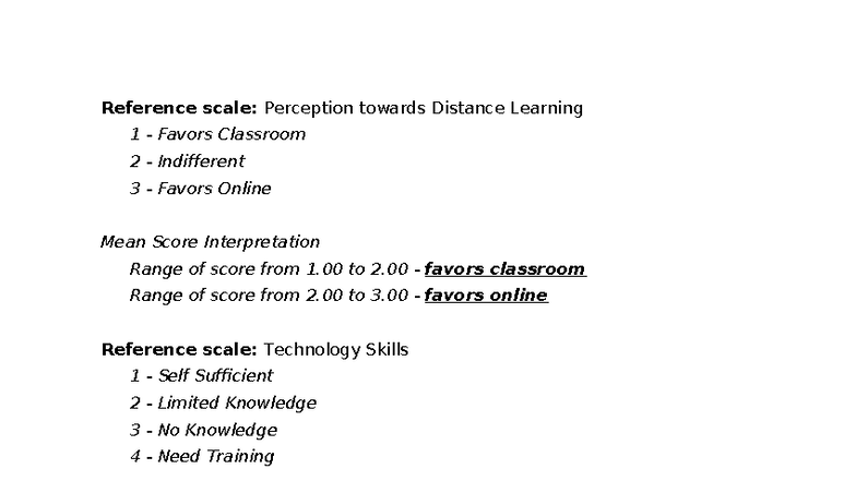 Reference Scale Analysis: Perceptions on Distance Learning and Income ...