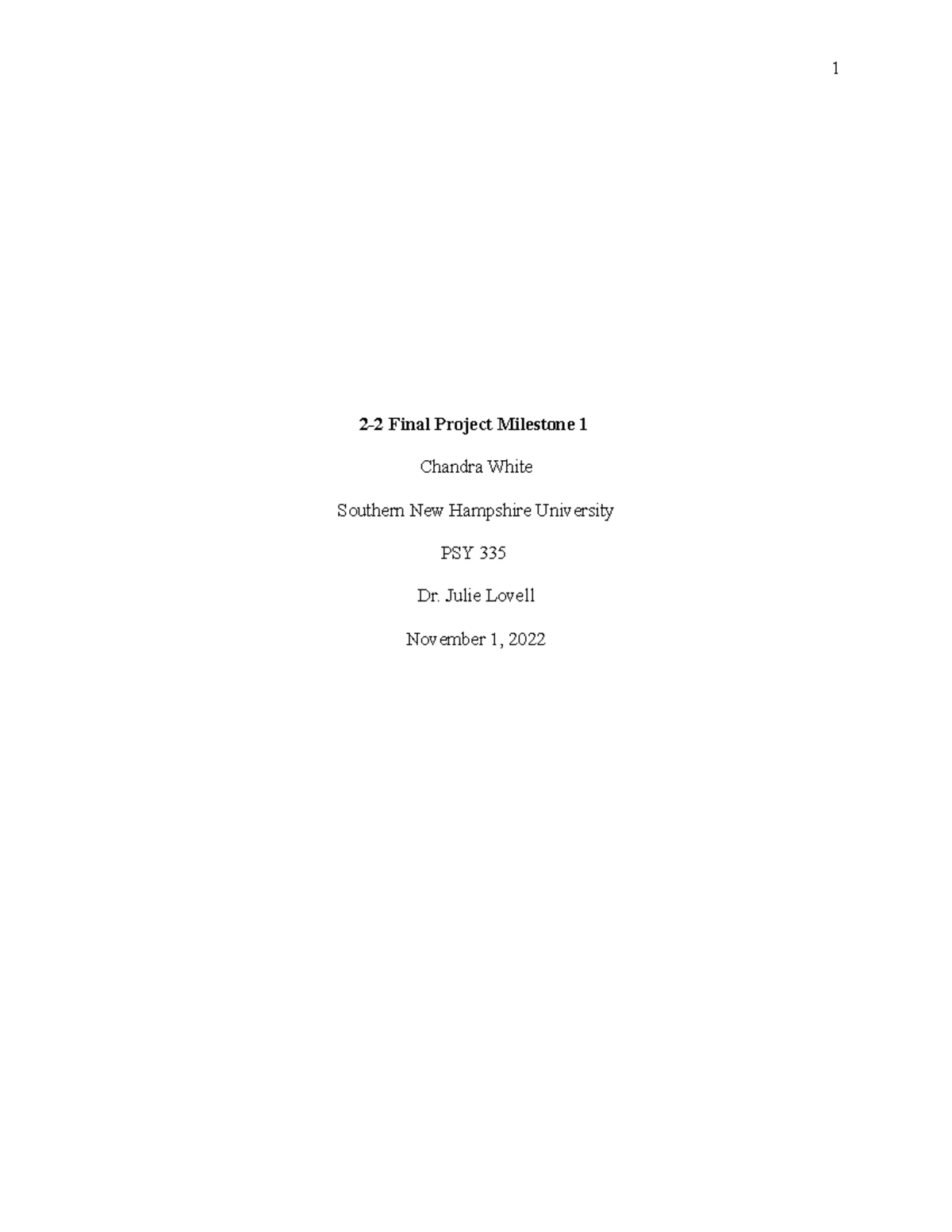 PSY 335 1-2 short paper - Psychological Testing Lauren Walters Southern ...