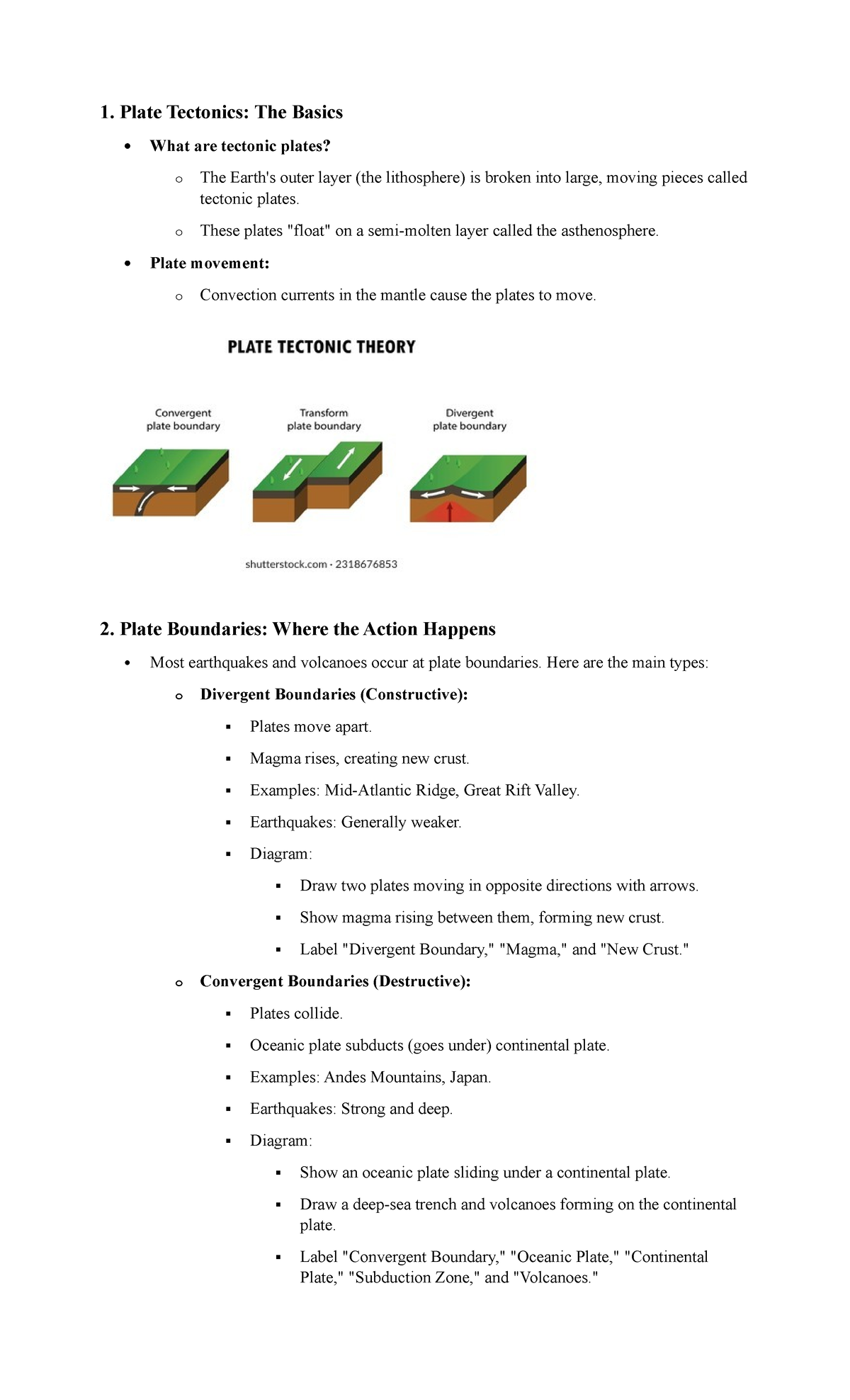Geography Handout: Plate Boundaries & Earthquake Insights (Form 3 ...