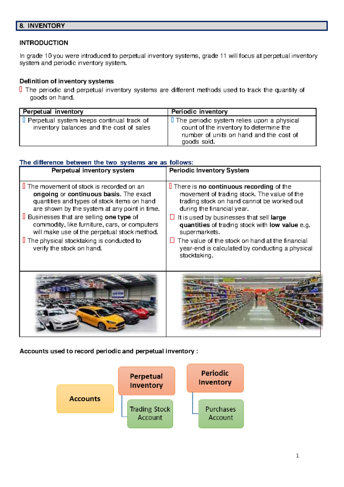 Inventory Systems - Perpetual vs Periodic Overview (Grade 11) - Studocu
