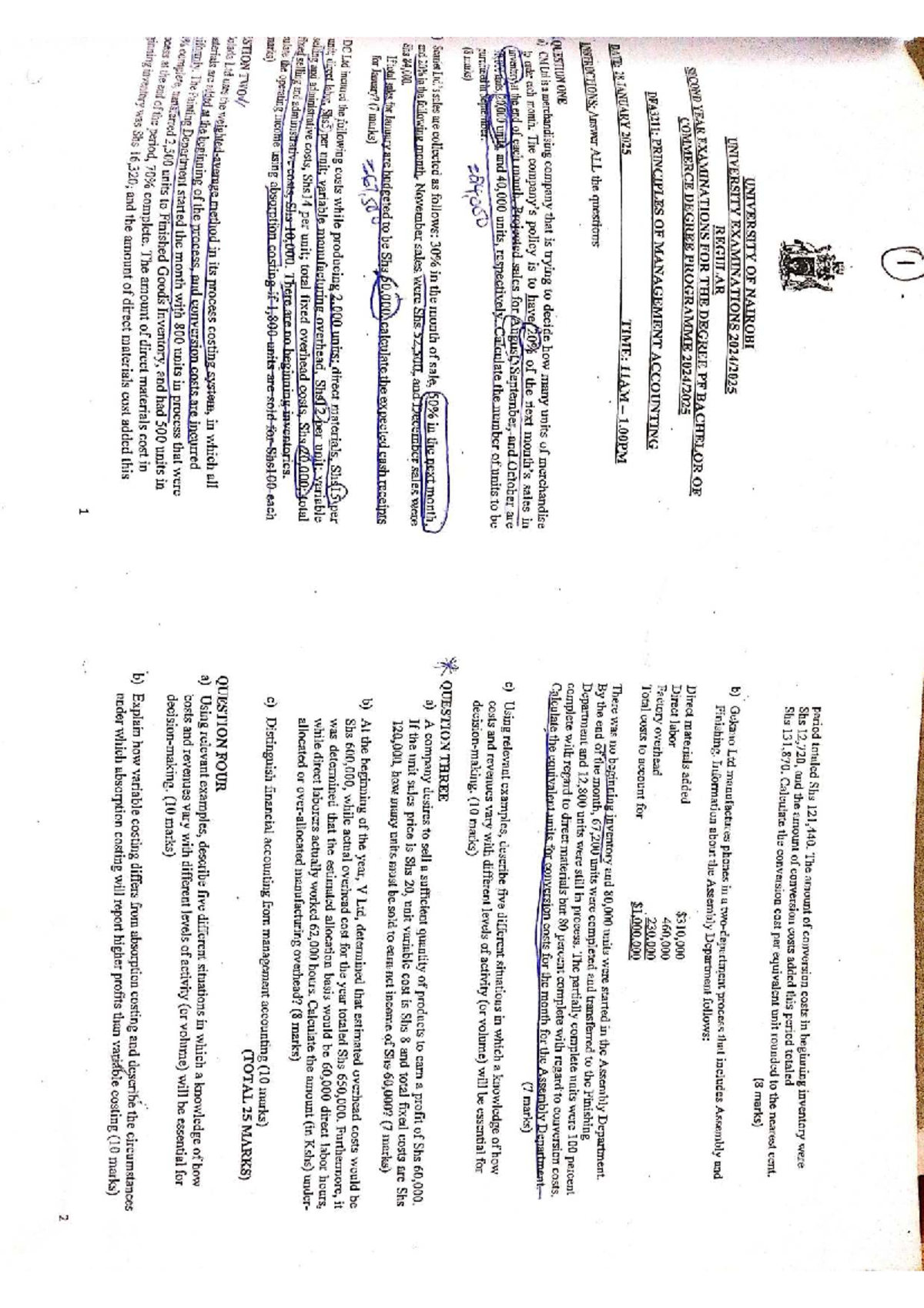 DFA3211: Management Accounting Past Exam Paper Analysis - Studocu
