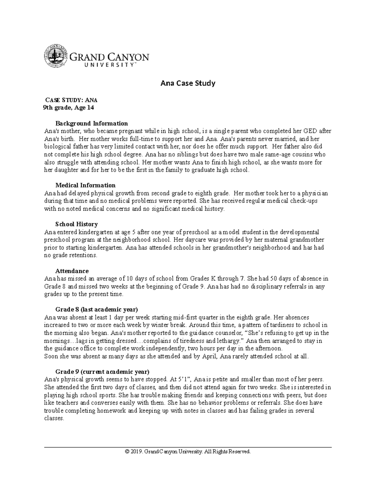 SPD 550 RS Ana Case Study: Analyzing Attendance and Academic Challenges ...
