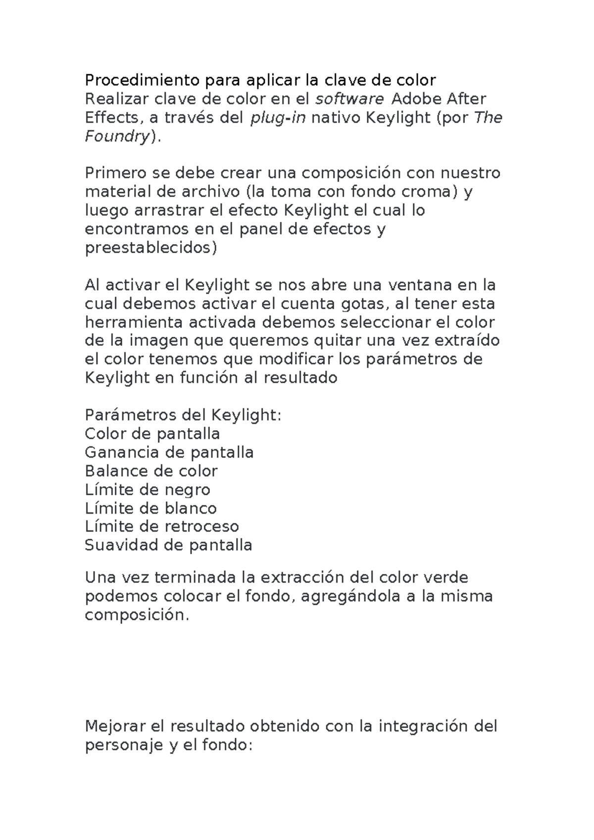 Procedimiento para aplicar la clave de color - Primero se debe crear ...