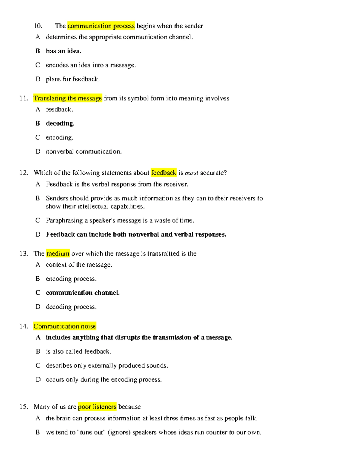 Chapter 3. Multiple choice Qs - Chapter 3—Composing Business Messages ...