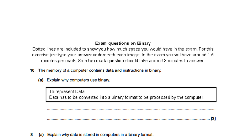Binary 1 Exam Questions: Understanding Binary Representation - Studocu