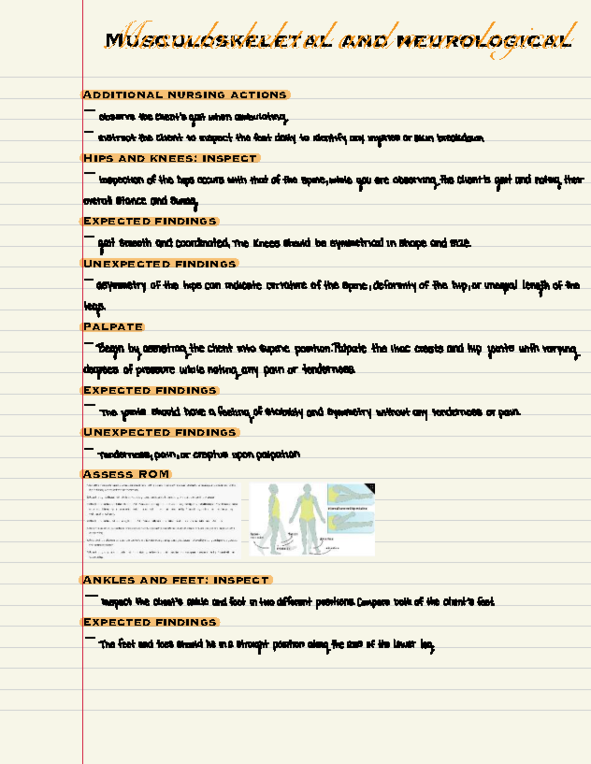 Assessment and Nursing Actions for Musculoskeletal & Neurological ...