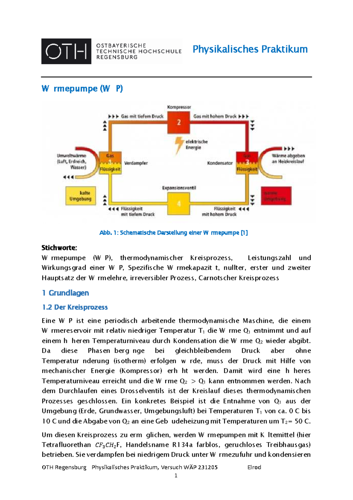 WÄP231205 docx - Versuchsanleitung Wärmepumpe - OTH Regensburg ...