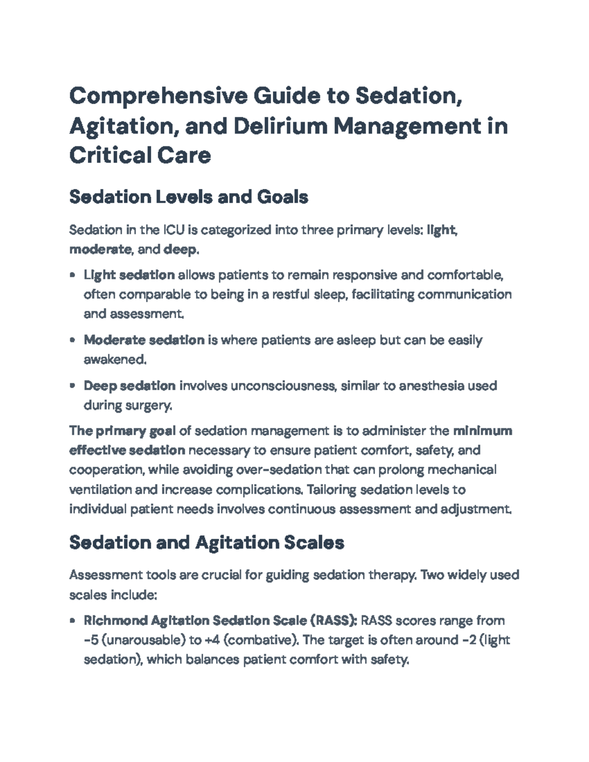 Comprehensive Guide to Sedation & Delirium Management in ICU (CCM 101 ...