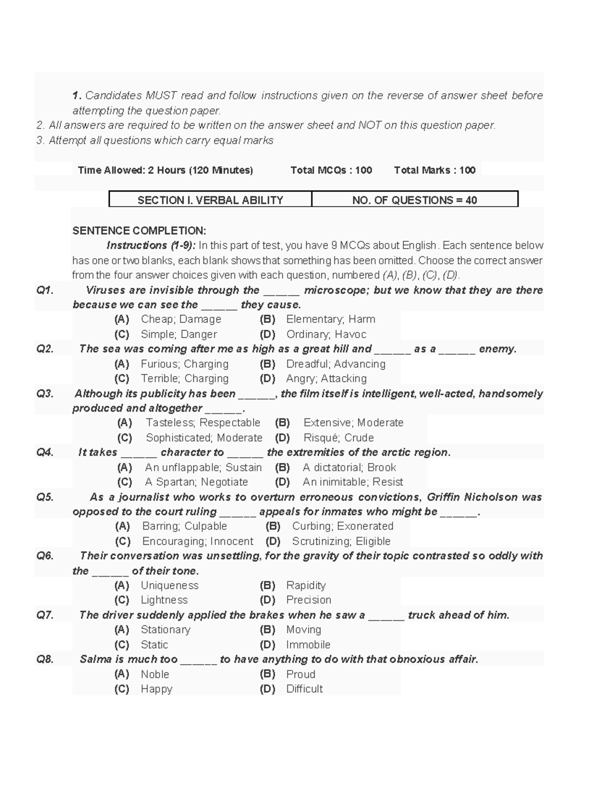GAT Practice Questions & Answers - Verbal, Quant, Analytical Skills ...